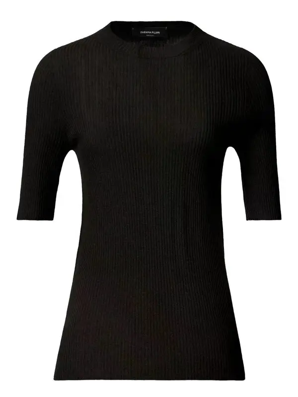 Fabiana Filippi Ribbed T-shirt - Black