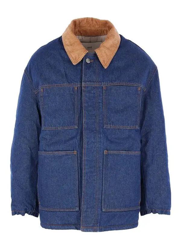 Ami Oversized Padded Worker Jacket - Blue