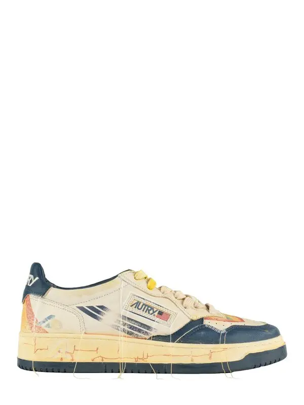 AUTRY Medalist Super Vintage Low Top Sneakers - White, Blue