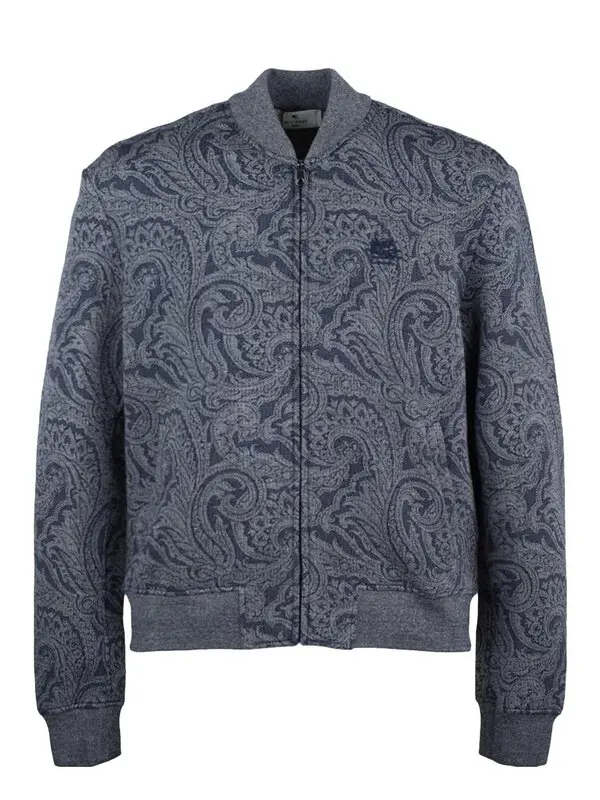 Etro Jacquard Bomber With Logo - Gray