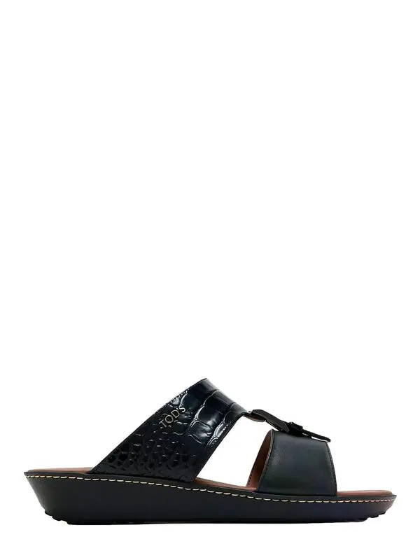TOD'S Crocodile-embossed Leather Sandals - Black