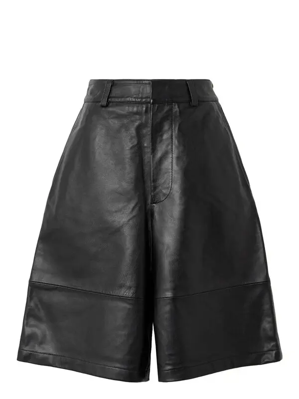 THE FRANKIE SHOP Olivia Leather Bermuda Shorts - Black