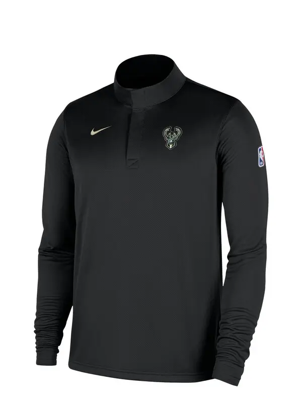 Nike Milwaukee Bucks Dri-fit Nba 1/4-zip Long-sleeve Top - Black