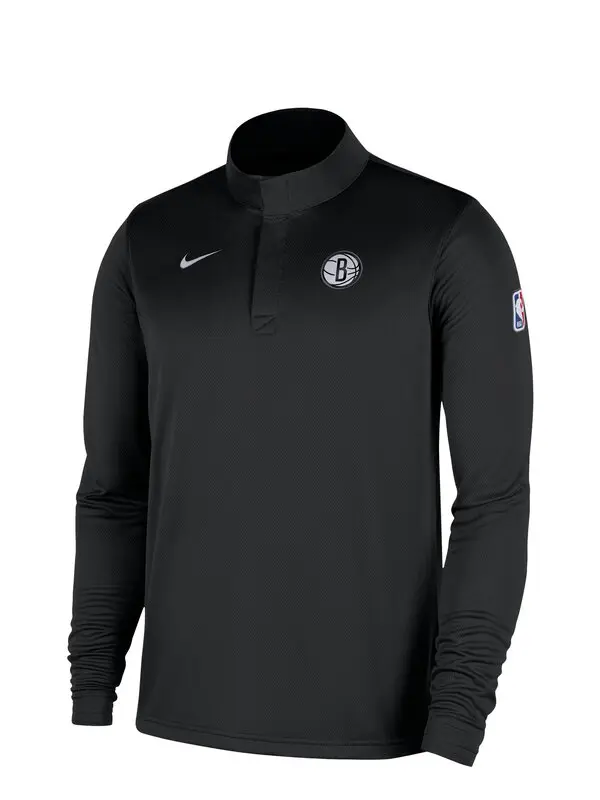 Nike Brooklyn Nets Dri-fit Nba 1/4-zip Long-sleeve Top - Black