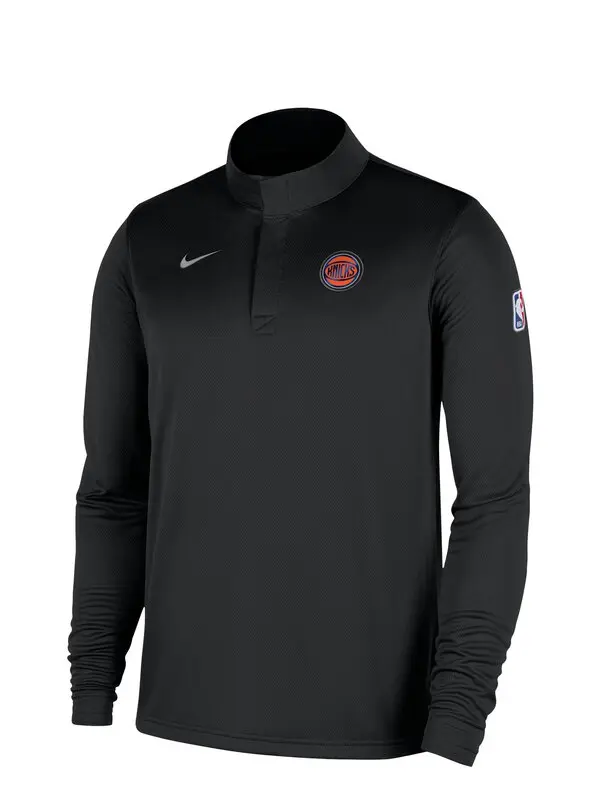 Nike New York Knicks Dri-fit Nba 1/4-zip Long-sleeve Top - Black