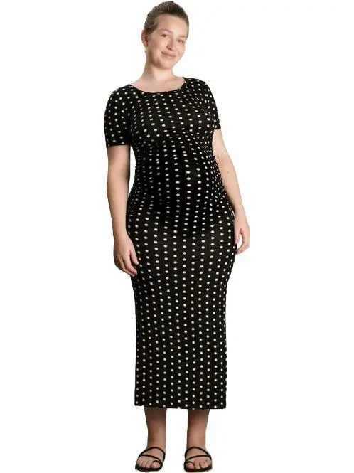 NOM MATERNITY Hugo Maxi Dress - Polka Dot Black