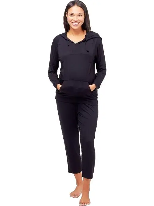 NOM MATERNITY Simone Maternity & Nursing Soft Hoodie - Black