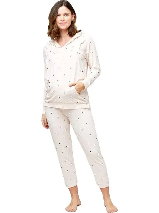 NOM MATERNITY Simone Maternity & Nursing Soft Hoodie - Polka Dot