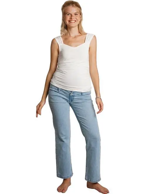 NOM MATERNITY Hailey Straight Leg Maternity Jeans - Light Wash