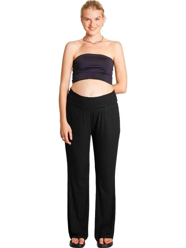 NOM MATERNITY Rib Maternity Pants - Black