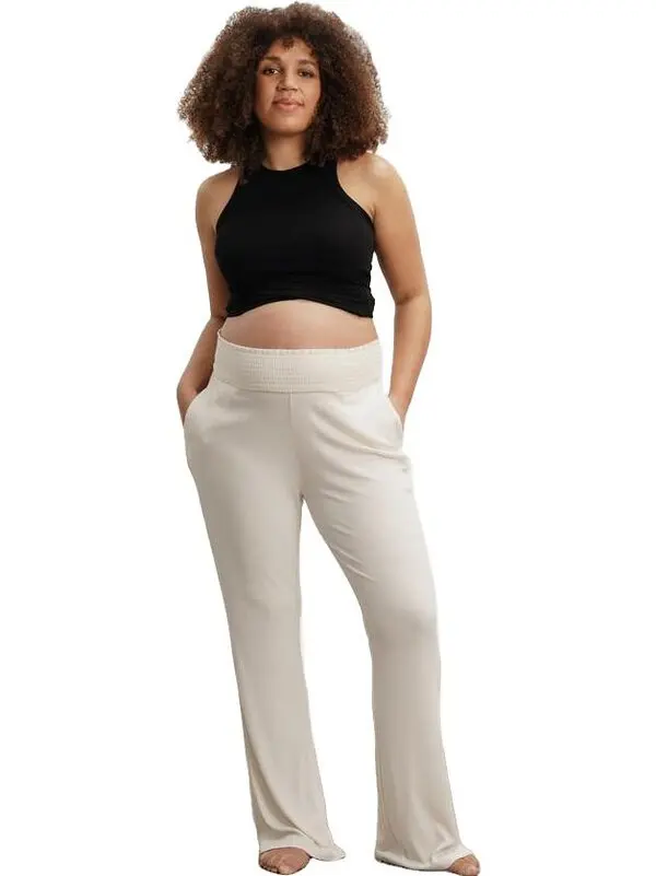 NOM MATERNITY Rib Maternity Pants - Cream