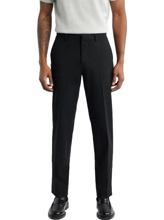 OPEN EDIT Slim Fit Flat Front Stretch Suit Pants - Black