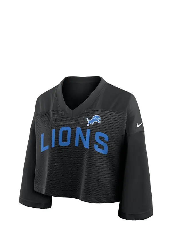 Nike Detroit Lions Nfl Dri-fit Cropped Top - Black