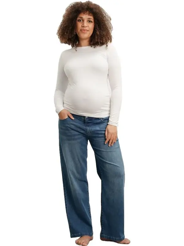 NOM MATERNITY Slouch Maternity Under-the-belly Boyfriend Jeans - Dark Blue