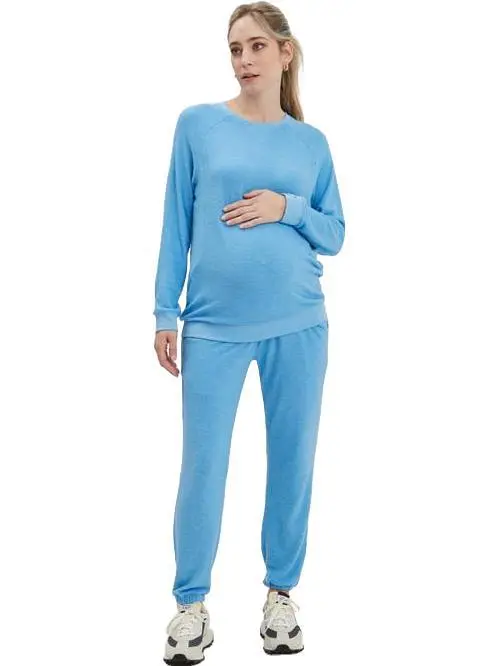 NOM MATERNITY Wren Under-the-belly Maternity Lounge Pants - Bluebell