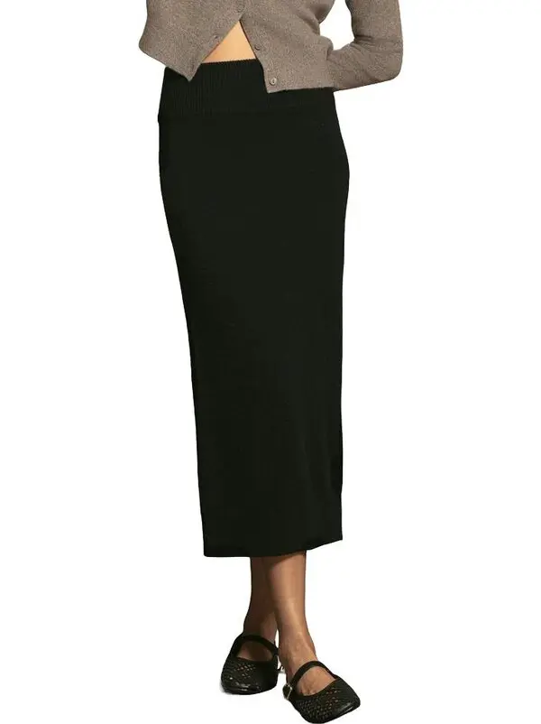 ITALIC Gemma Cashmere Midi Skirt - Black