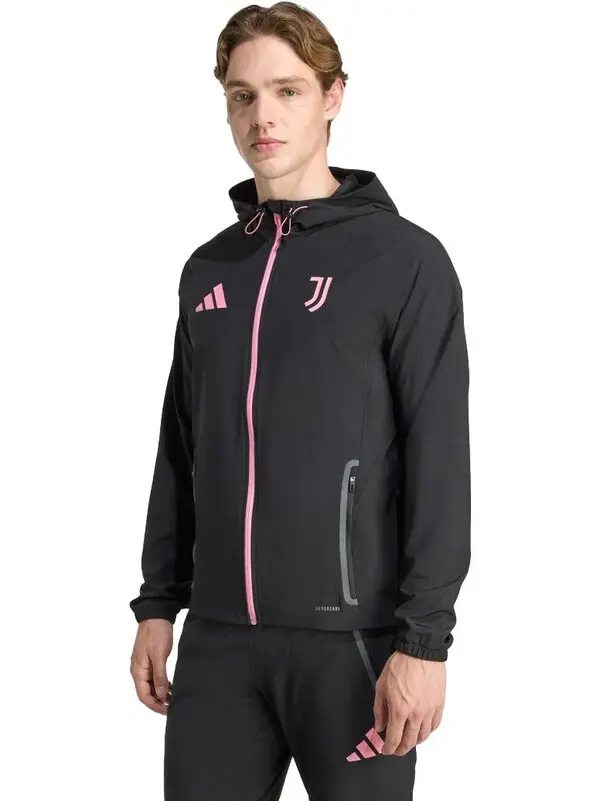 Adidas Juventus Tiro 25 Competition Tech Travel Jacket - Black / Bliss Pink