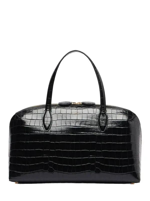 TOTEME Lounge Medium Croc-effect Leather Tote Bag - Black