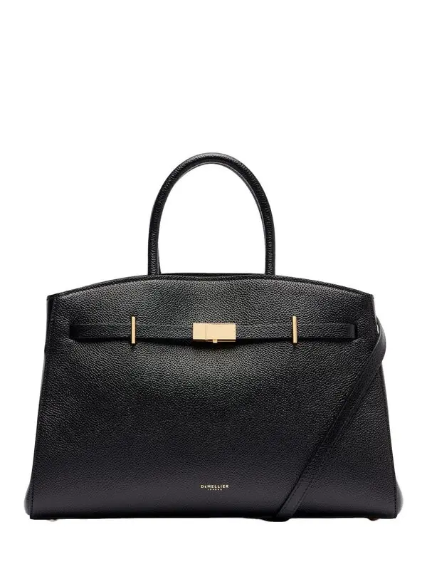 DEMELLIER Hudson Midi Leather Tote Bag - Black