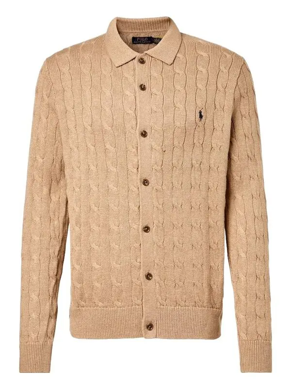Ralph Lauren Cable-knit Cotton Polo Cardigan - Beige