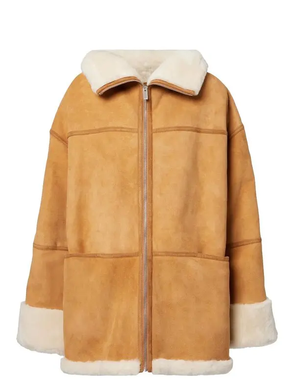 TOTEME Signature Shearling-lined Suede Jacket - Beige