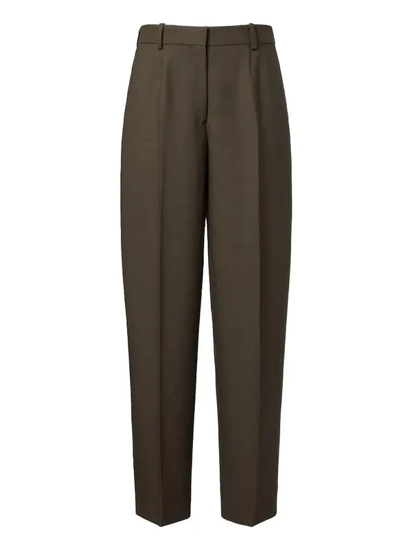 TOTEME Wool-blend Wide-leg Trousers - Green