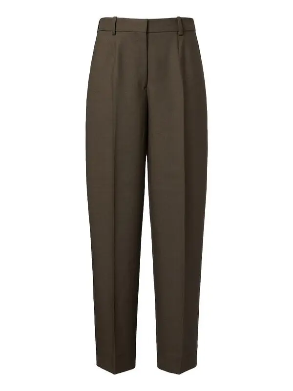 TOTEME Wool-blend Wide-leg Trousers - Green