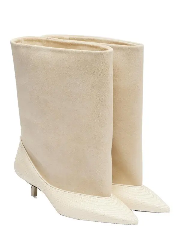 Jacquemus Tourni Leather And Suede Ankle Boots - White