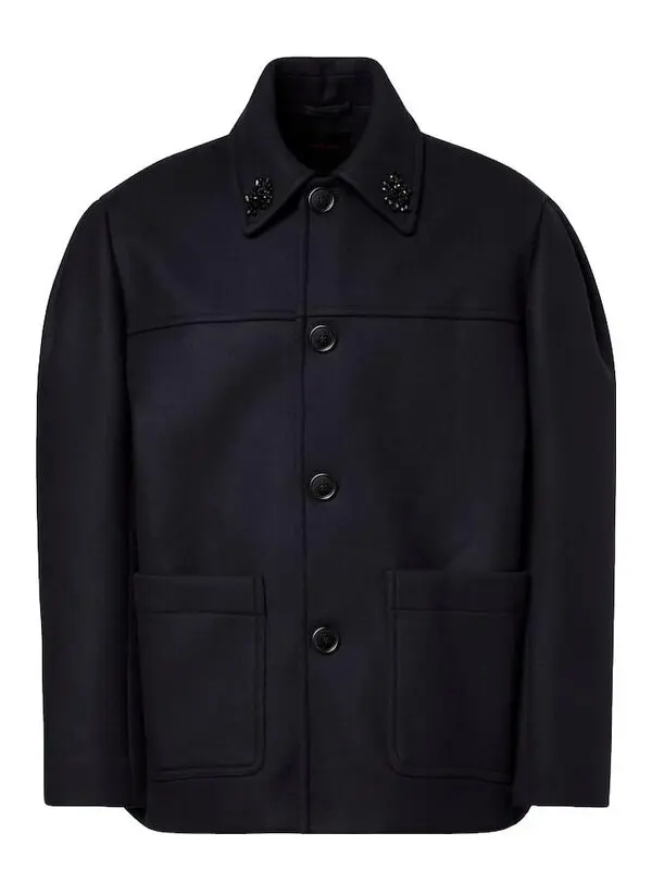 Simone Rocha Embellished Wool-blend Jacket - Blue