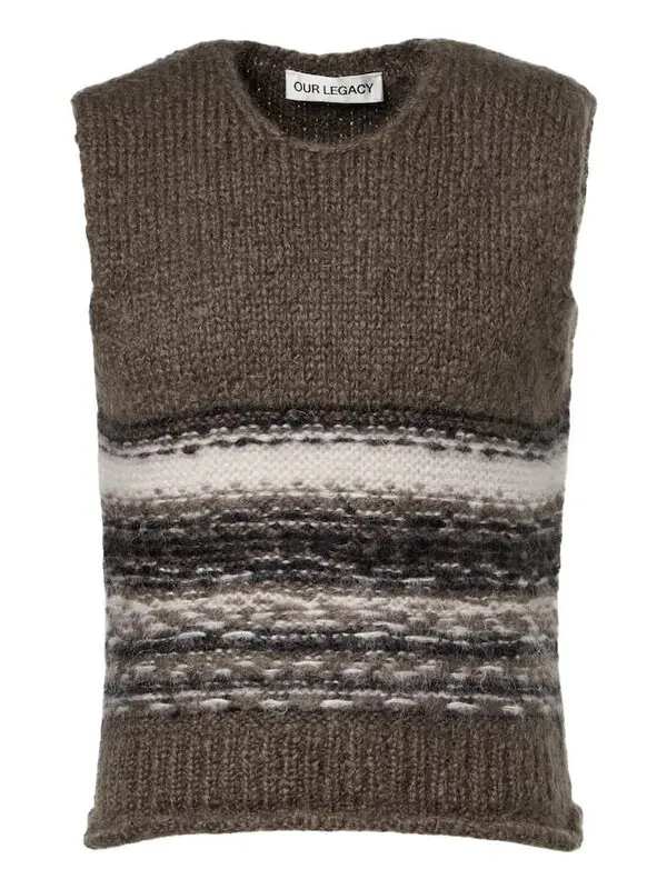 Our Legacy Striped Wool And Mohair Sweater Vest - Brown