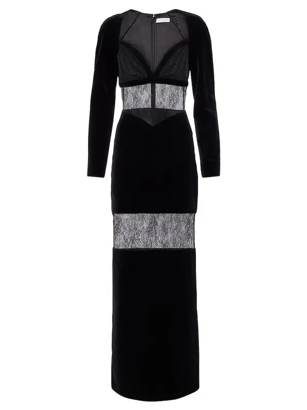 Nina Ricci Velvet And Lace Gown - Black