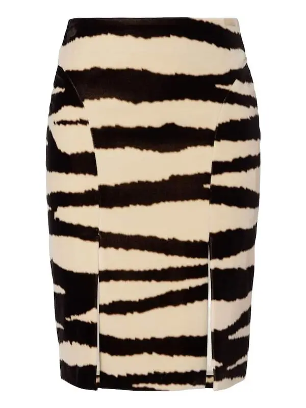 Nina Ricci Zebra-print Cotton Pencil Skirt - White