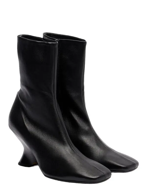 Dries Van Noten 75 Leather Ankle Boots - Black