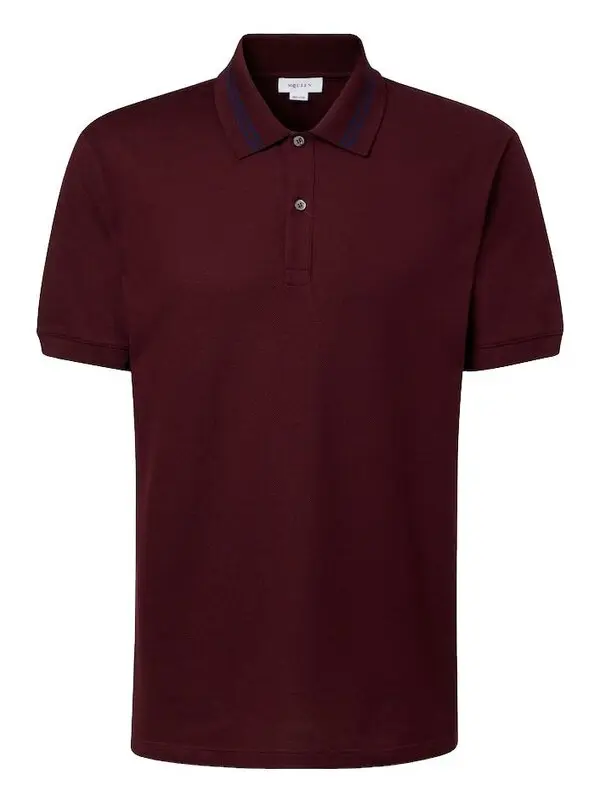 Alexander McQueen Cotton Piqué Polo Shirt - Burgundy