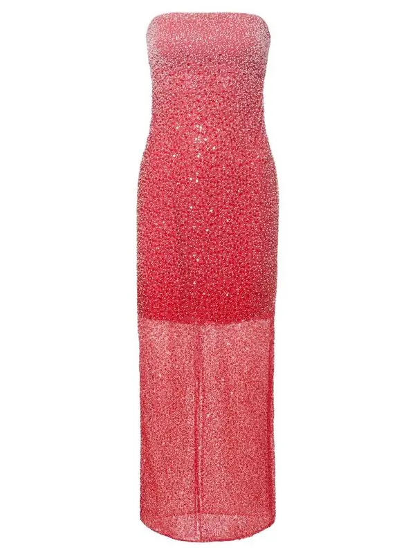 Remain Birger Christensen Beaded Sequined Maxi Dress - Pink