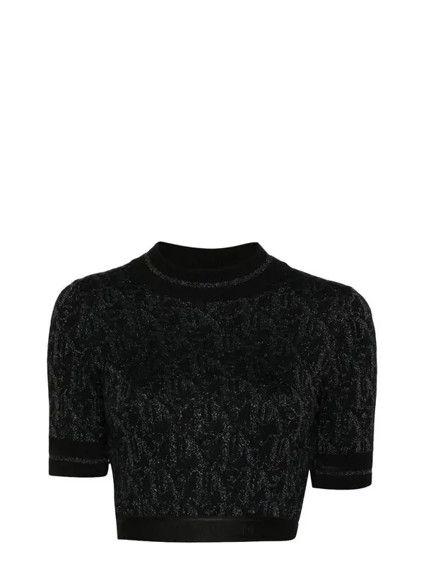 Palm Angels Monogram Jacquard Cropped Top - Black