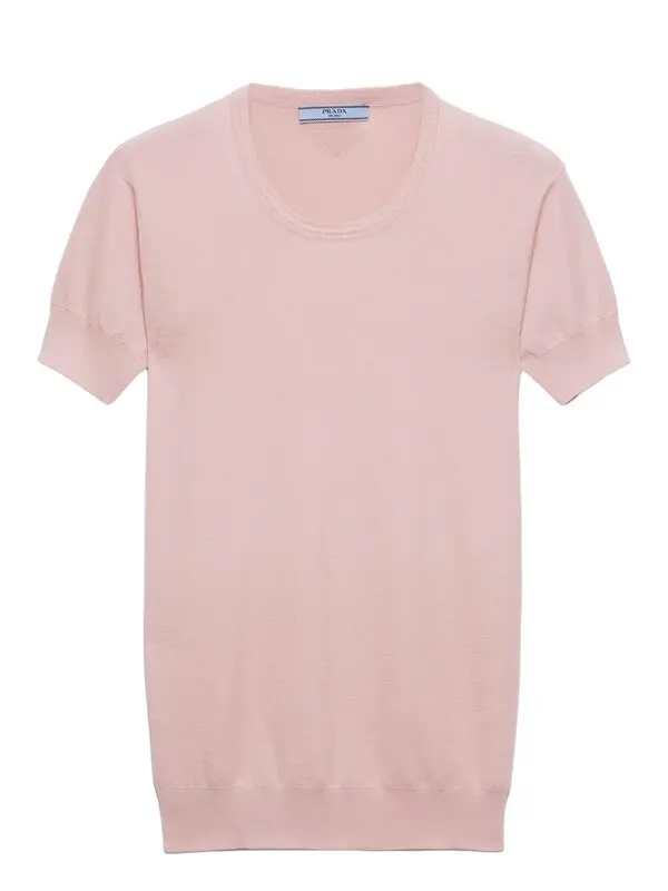 Prada Silk And Cotton Crew-neck Sweater - Pink