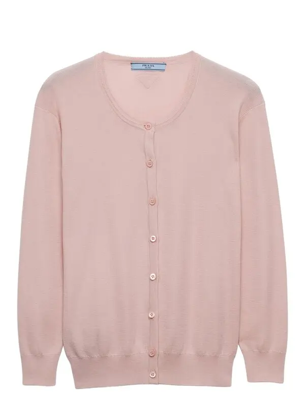 Prada Cotton And Silk Knit Cardigan - Pink