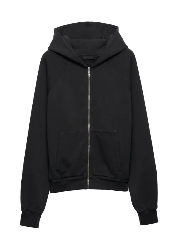 Prada Cotton Fleece Zip Up Hoodie - Asphalt Gray