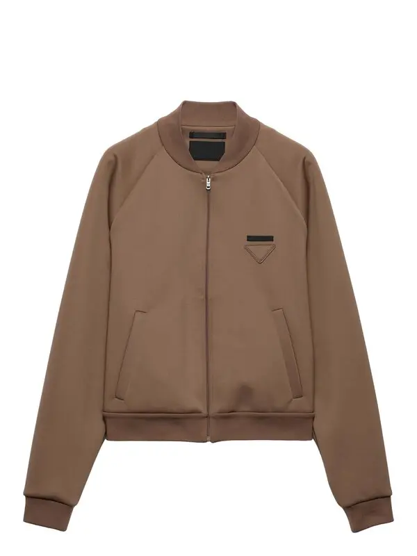 Prada Technical Fleece Blouson Jacket - Bark Brown