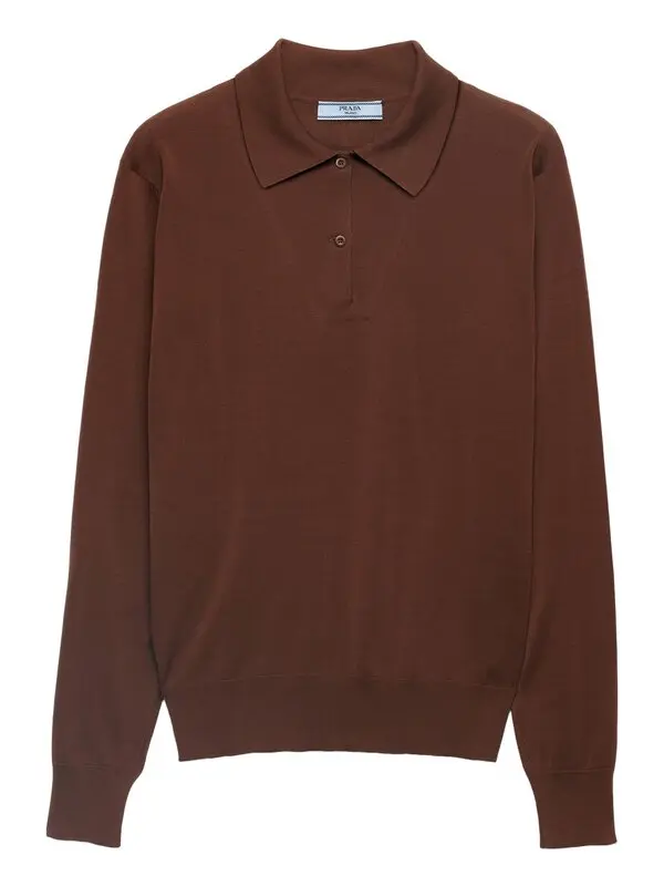 Prada Cotton Polo Sweater - Cocoa Brown