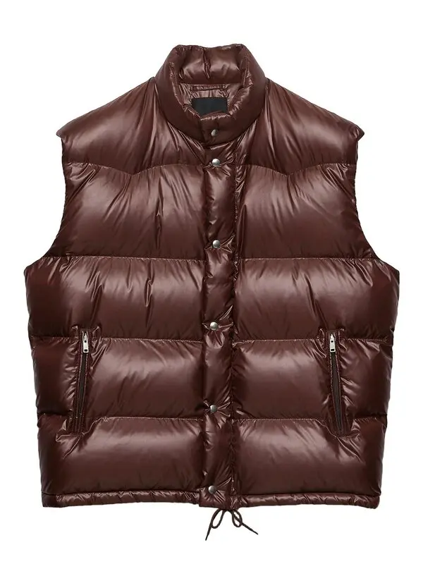 Prada Re-nylon Down Vest - Brown