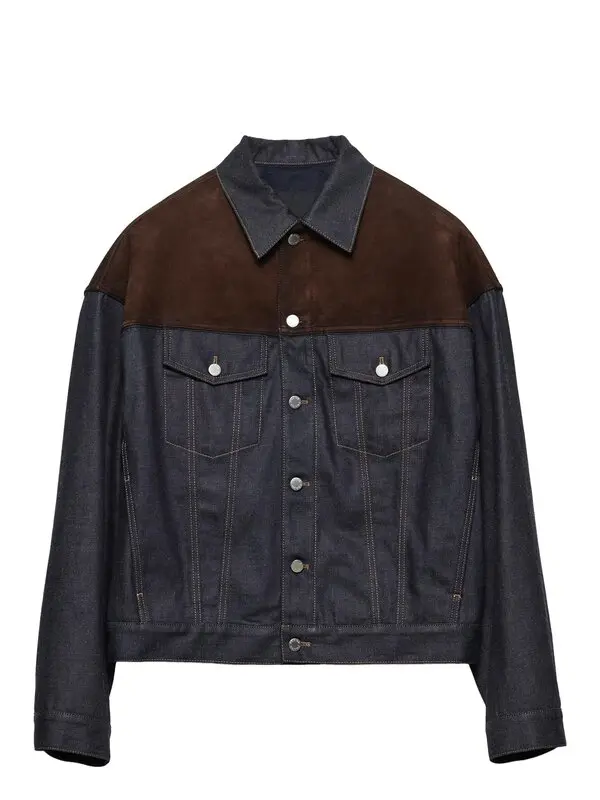 Prada Deni And Suede Blouson Jacket - Blue
