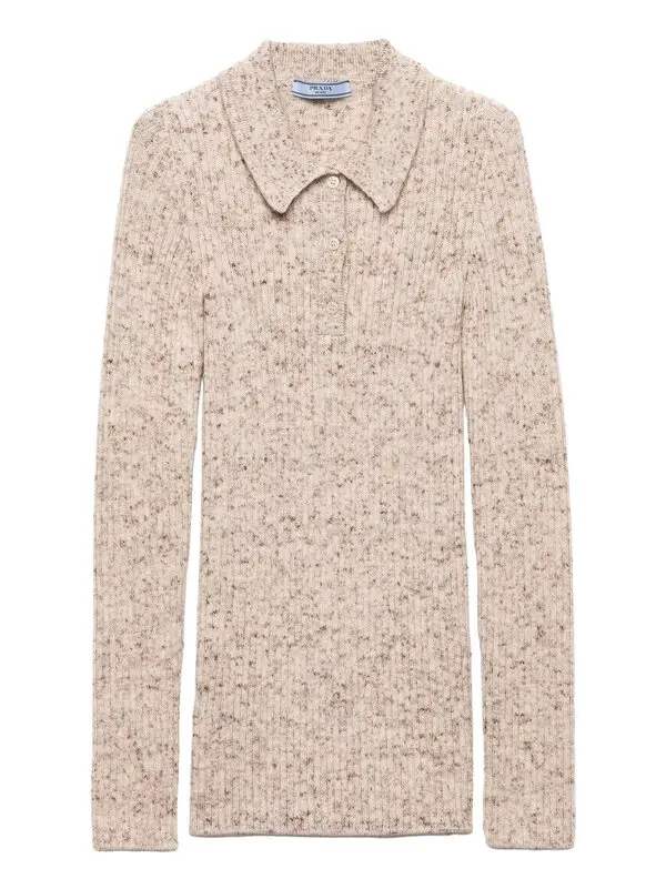 Prada Wool And Linen Polo Sweater - Neutral