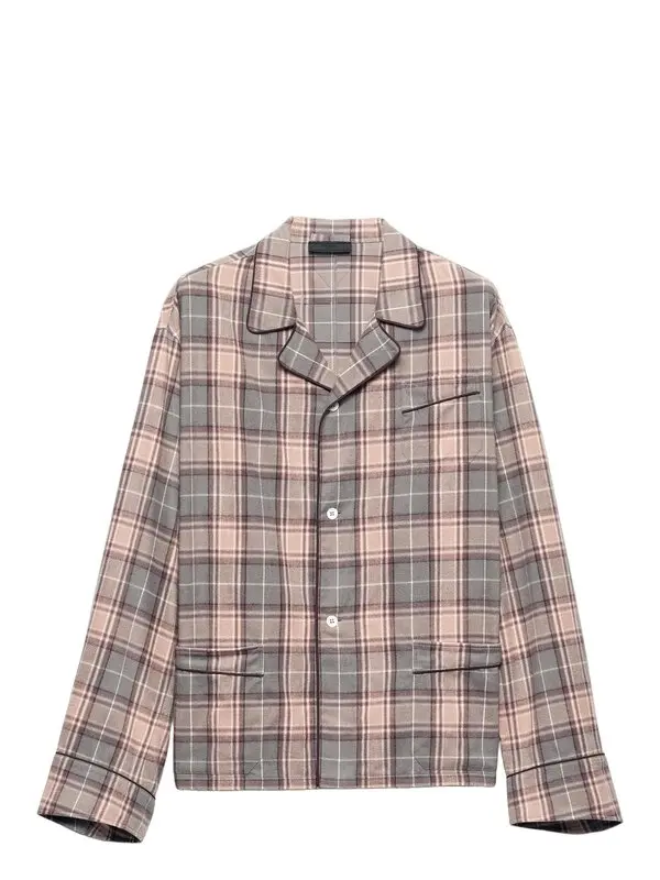 Prada Checked Cotton Shirt - Steel Gray/cameo Beige