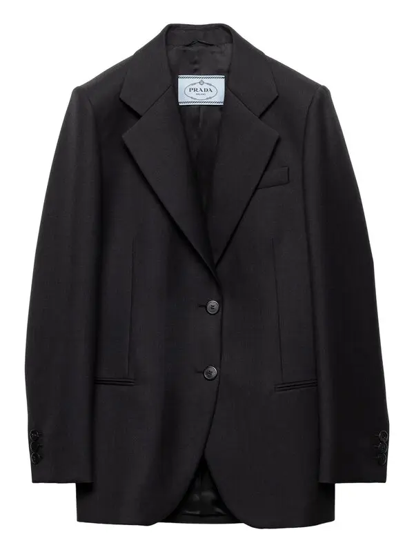 Prada Single-breasted Gabardine Jacket - Anthracite Gray