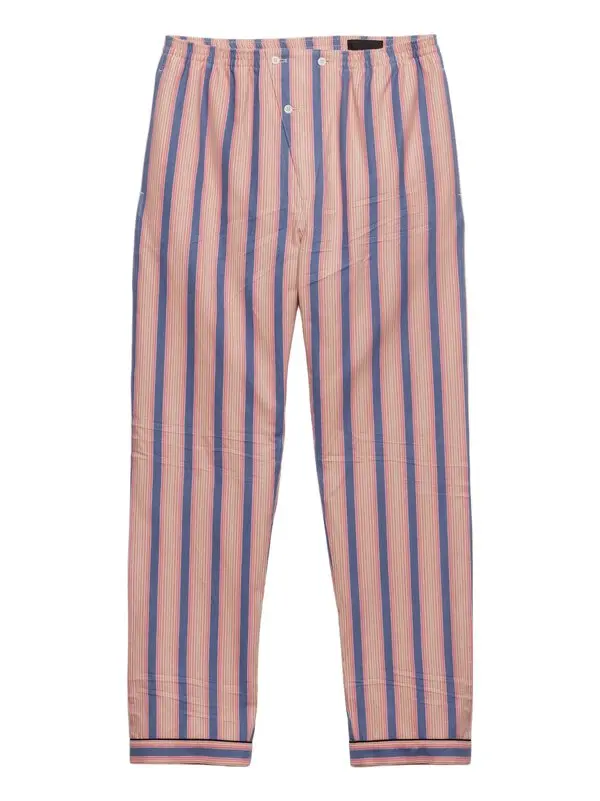 Prada Striped Cotton Pants - Blue/alabaster Pink