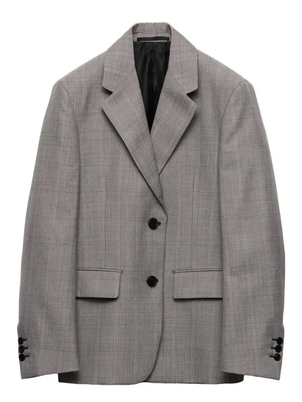 Prada Single-breasted Checked Jacket - Grey