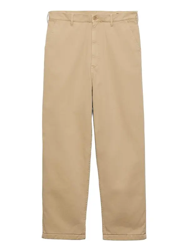 Prada Cotton Wide Leg Pants - Neutral