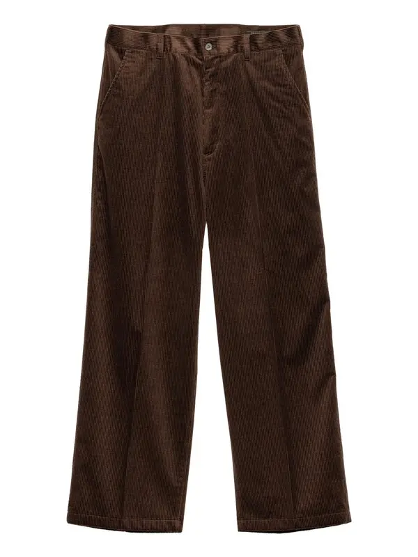 Prada Cashmere And Cotton Corduroy Wide-leg Pants - Ebony